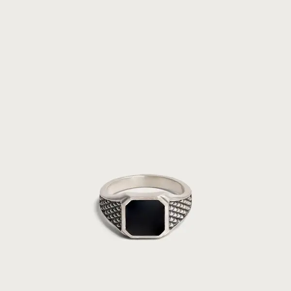 SERGE DENIMES Onyx Armour Ring - Silver