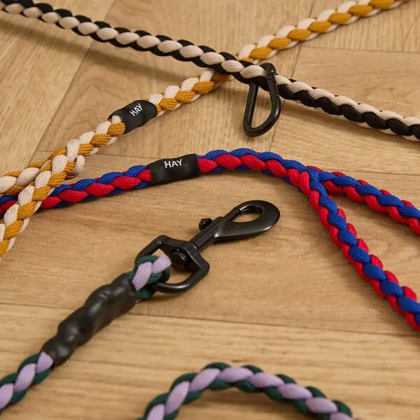 HAY Braided Dog Leash With Zinc Alloy Clasp - Black/white