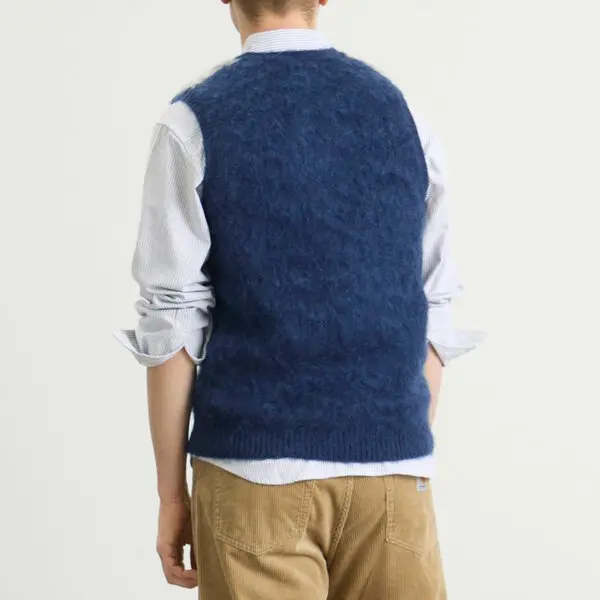 BEAMS Mohair Argyle Knit Vest