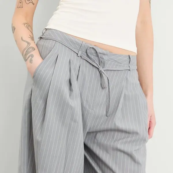 DEIJI STUDIOS Tri Pleat Pinstripe Pants