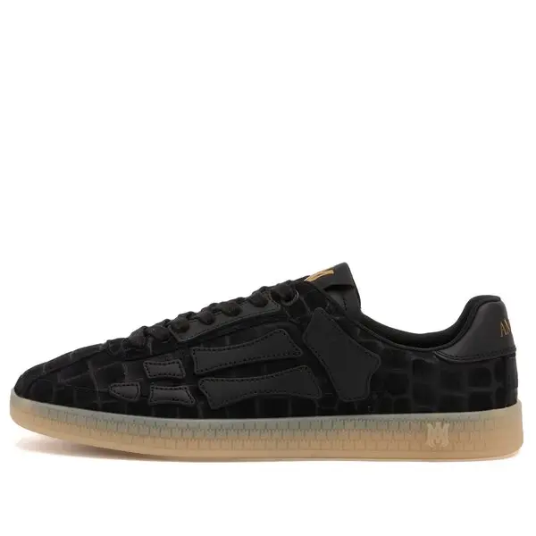 Amiri Croc Debossed Pacific Bones Sneakers - Black