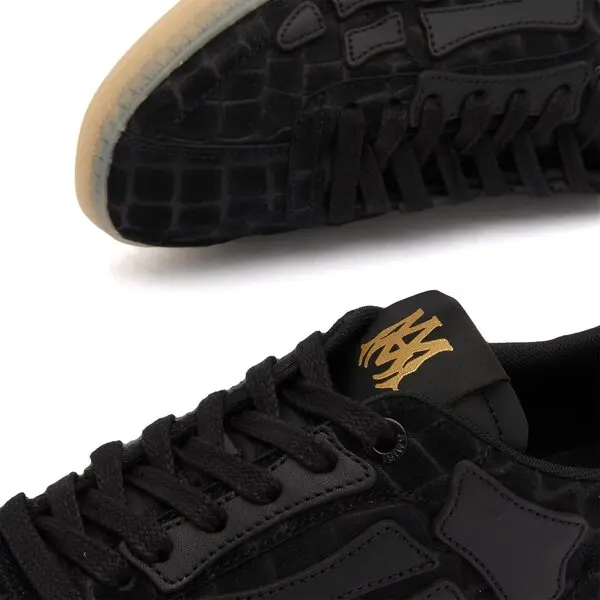 Amiri Croc Debossed Pacific Bones Sneakers - Black