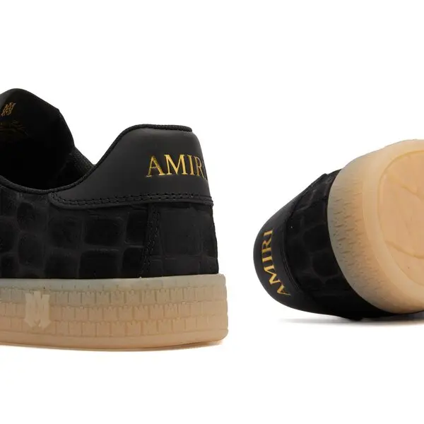 Amiri Croc Debossed Pacific Bones Sneakers - Black