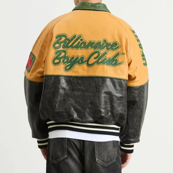 BILLIONAIRE BOYS CLUB Cracked Leather Varsity Jacket