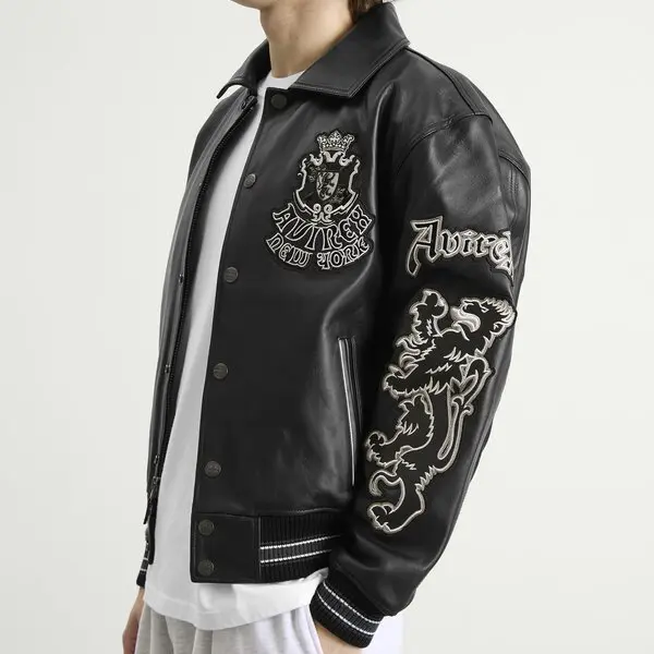 タ*ケ様 AVIREX VARSITY LEATHER JACKET for V Avirex Goth Varsity Leather Jacket - Black | Editorialist