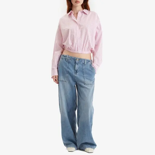 Good American Poplin Bubble Shirt