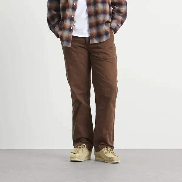 DUBBLEWARE Herringbone Fatigue Trousers - Brown