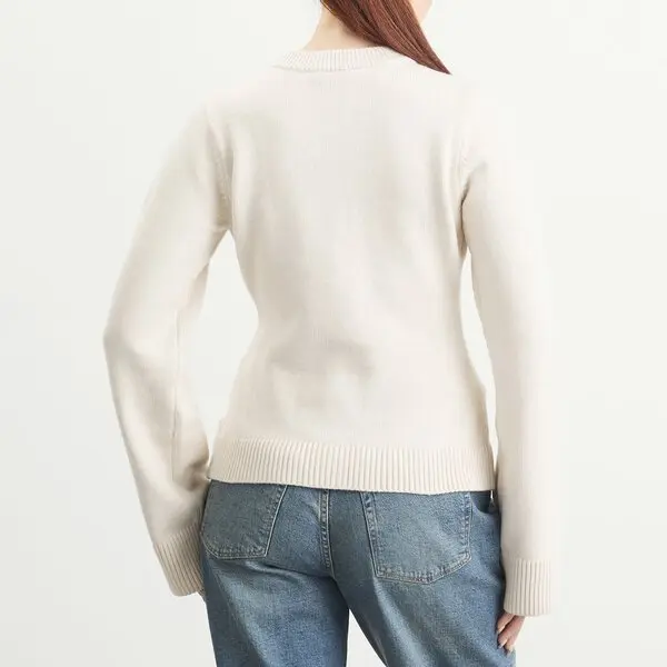 Good American Button Front Knit Cardigan - Vanilla