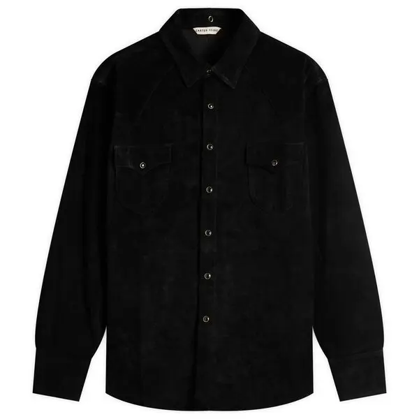 CARTER YOUNG Suede Western Shirt - Black Sand