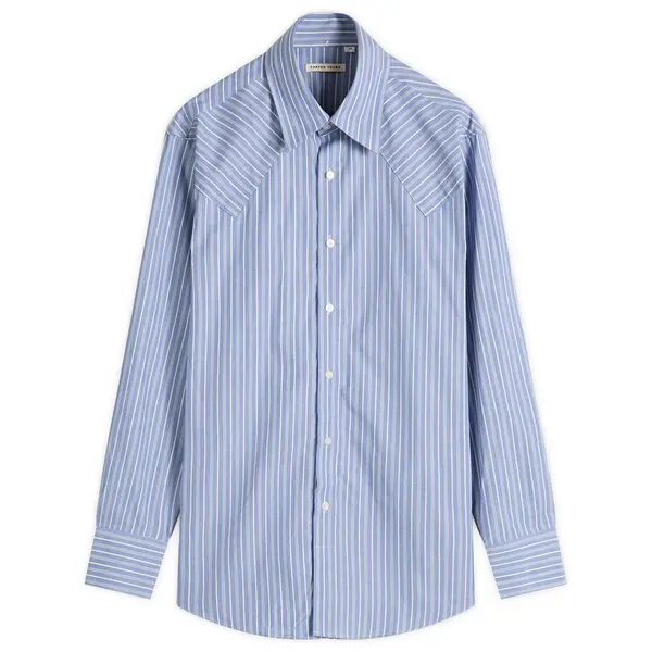 CARTER YOUNG Western Business Shirt - Blue Static Stripe