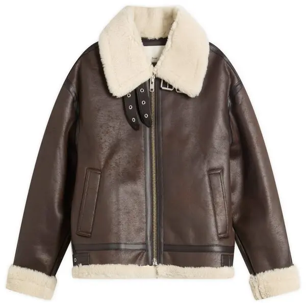 DUNST Oversized Shearling Jacket - Brown