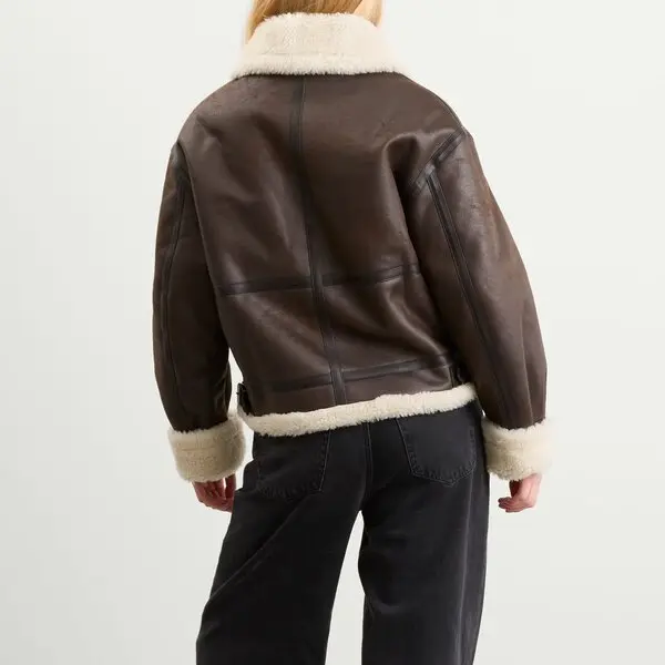 DUNST Oversized Shearling Jacket - Brown