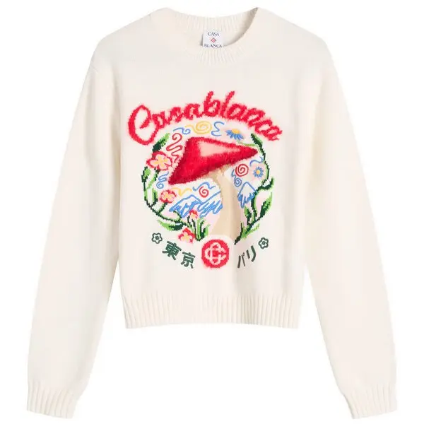 Casablanca Intarsia Crewneck - Mushroom Emblem