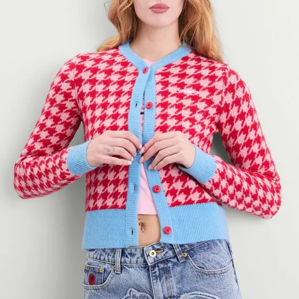 ICECREAM Houndstooth Knit Cardigan