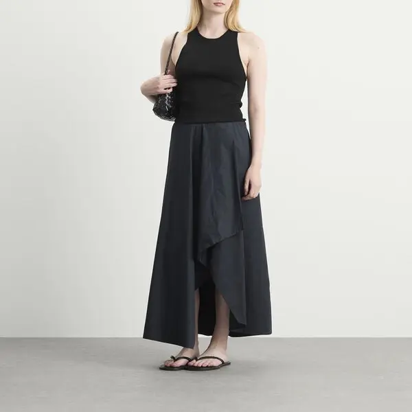 ST. AGNI Knit Bodice Asymmetrical Dress - Black