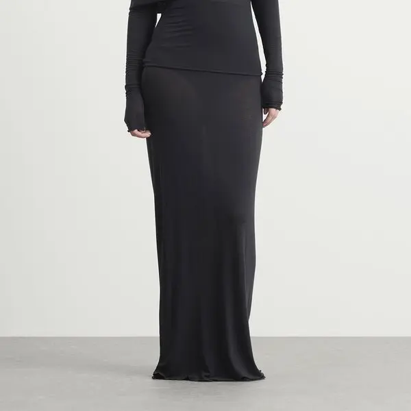 SKIMS Sheer Modal Long Skirt - Onyx