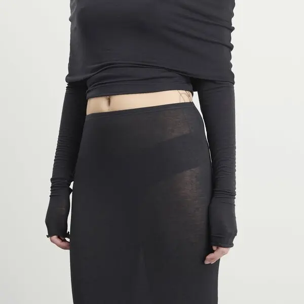 SKIMS Sheer Modal Long Skirt - Onyx
