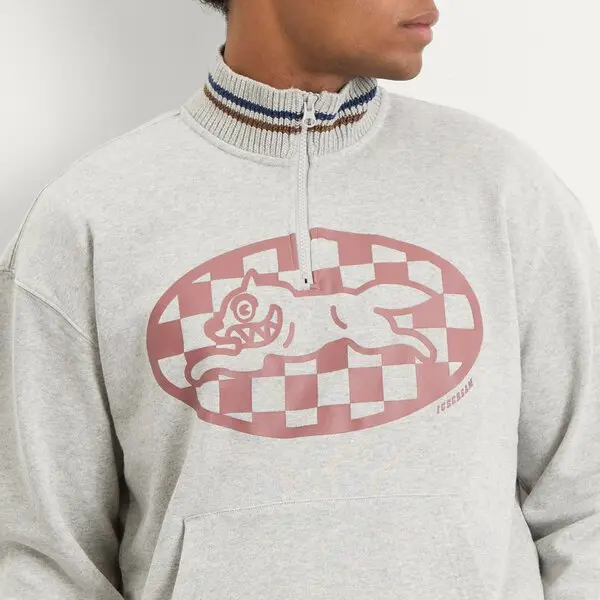 ICECREAM Checker Running Dog Quarter Zip Sweatshirt