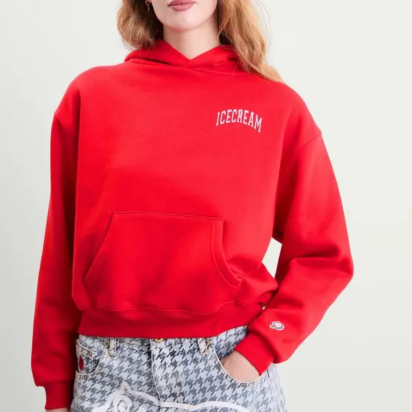 ICECREAM College Cropped Hoodie - Red