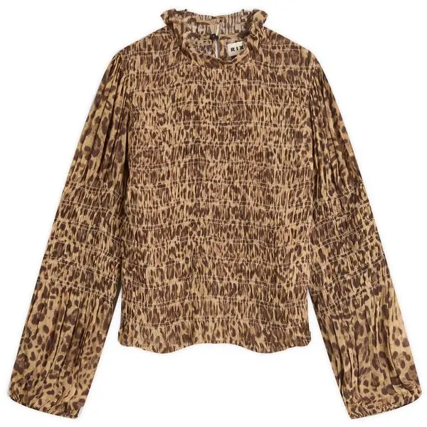 Rixo Gardenia Mila Leopard Print Top - Brown