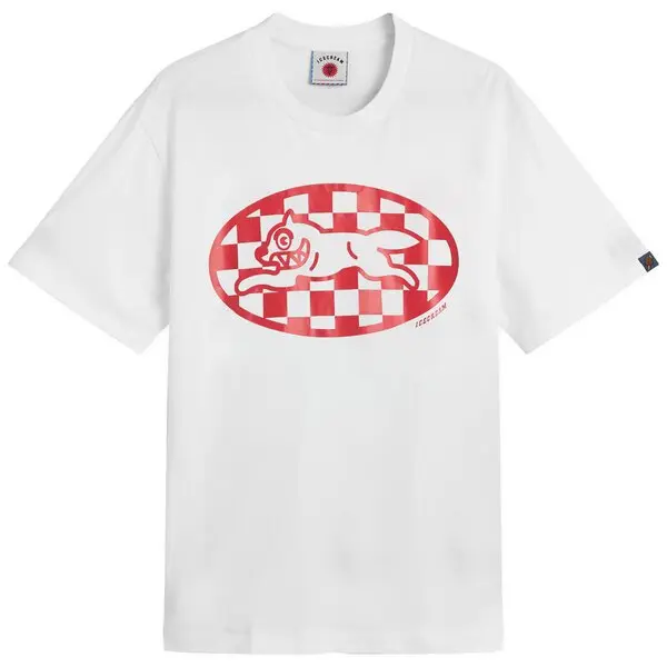 ICECREAM Checker Running Dog T-shirt - White