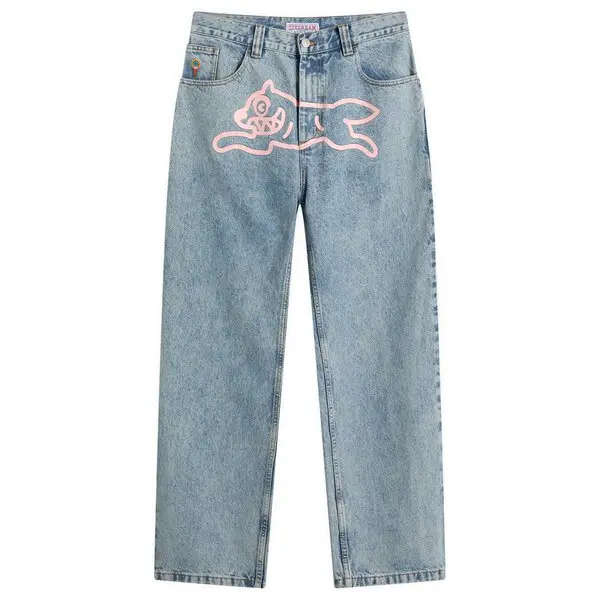 ICECREAM Running Dog Loose Straight Jeans - Heavy Wash Blue