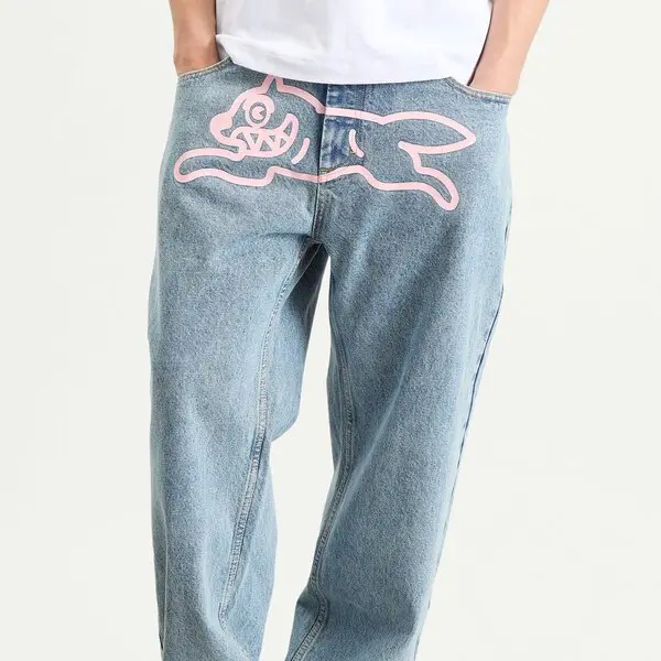 ICECREAM Running Dog Loose Straight Jeans - Heavy Wash Blue