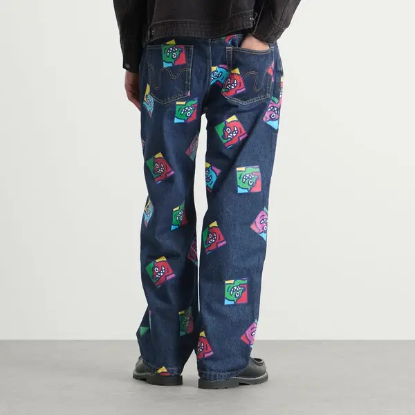 ICECREAM Running Dog Tile Loose Straight Jeans