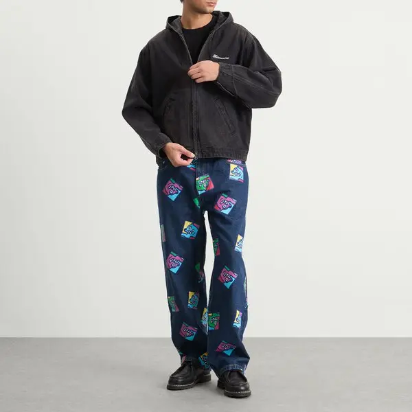 ICECREAM Running Dog Tile Loose Straight Jeans