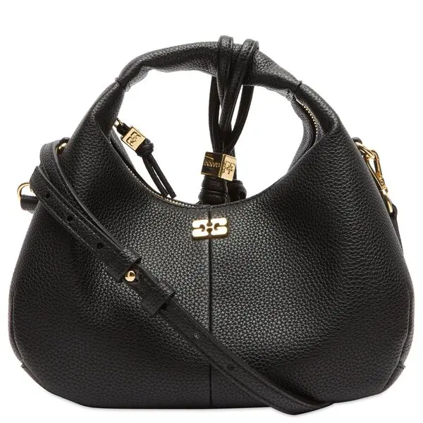 GANNI Hobo Mini Grained Bag - Black