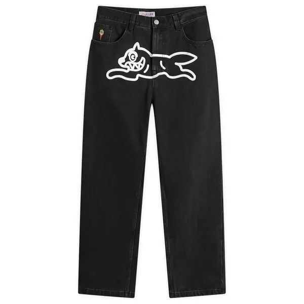 ICECREAM Running Dog Loose Straight Jeans - Black