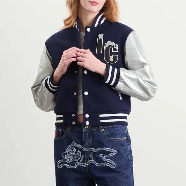 ICECREAM Cherry Varsity Jacket - Navy/silver