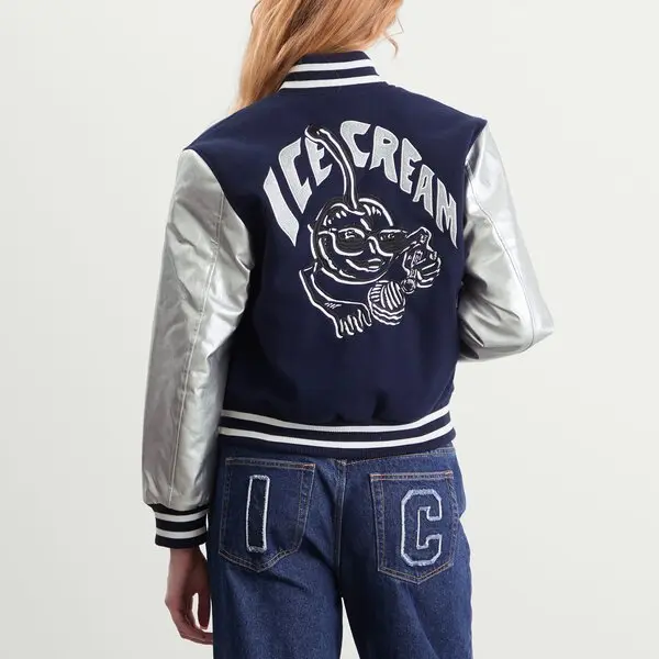 ICECREAM Cherry Varsity Jacket - Navy/silver