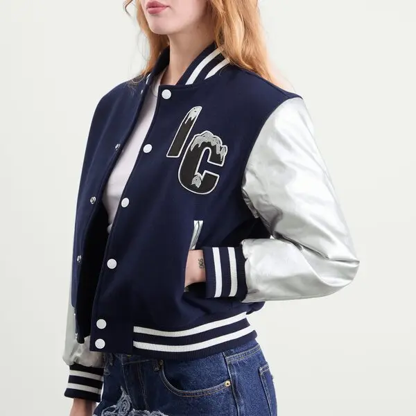 ICECREAM Cherry Varsity Jacket - Navy/silver