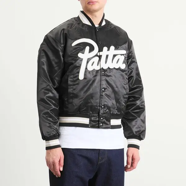 PATTA Script Logo Satin Varsity Jacket