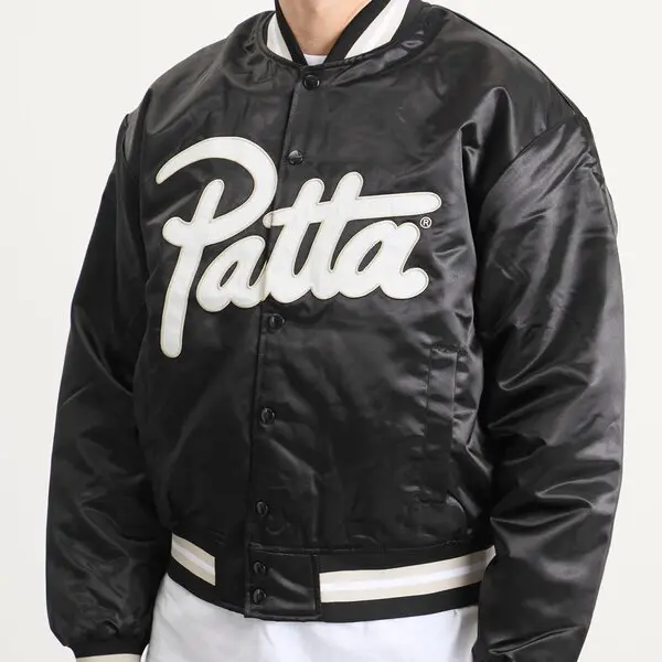 PATTA Script Logo Satin Varsity Jacket