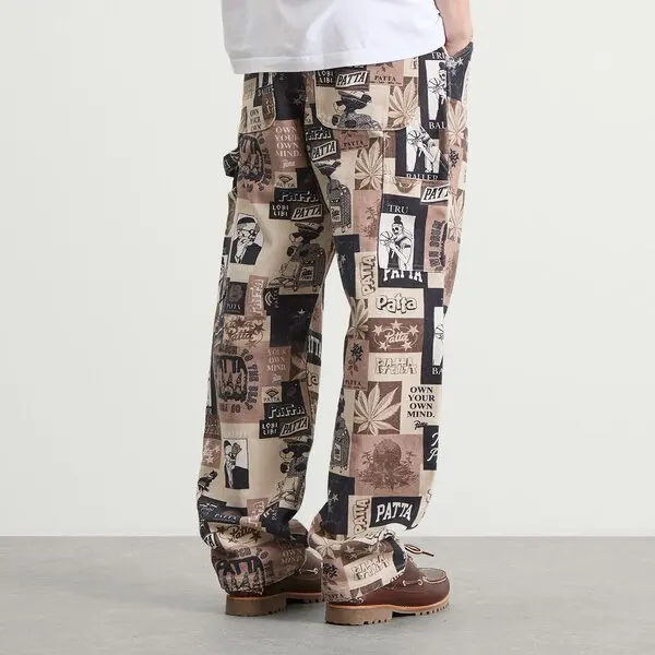 PATTA Collage Canvas Straight Leg Pants - Beige