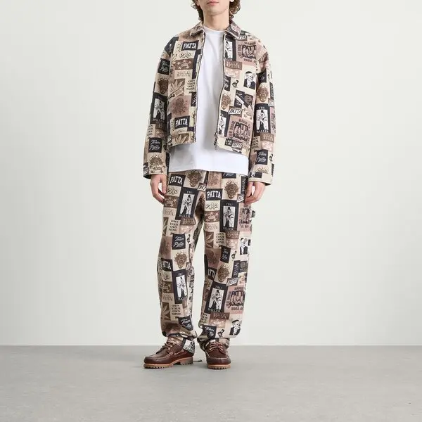 PATTA Collage Canvas Straight Leg Pants - Beige