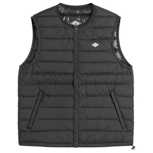 【DANTON】Men’s Crewneck Inner Down Vest Danton Inner Down Crewneck Vest - Black | Editorialist