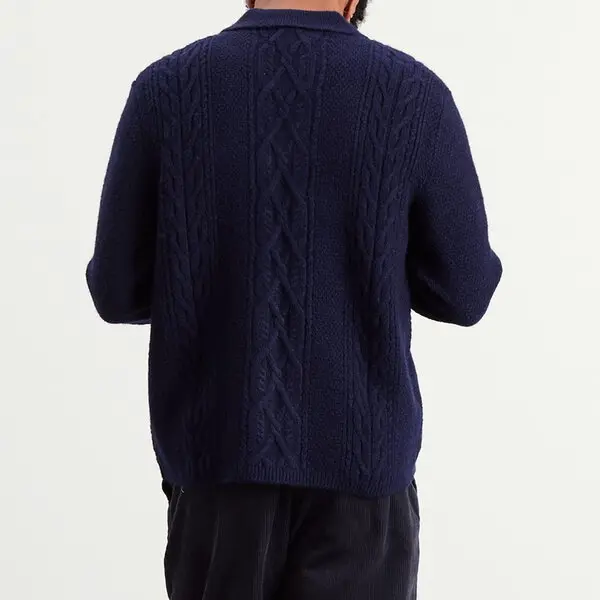 WAX LONDON Friar Zip Knit Jacket - Navy