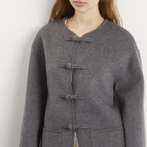 RÓHE Mandarin Closure Double-faced Jacket - Mid Grey Melange