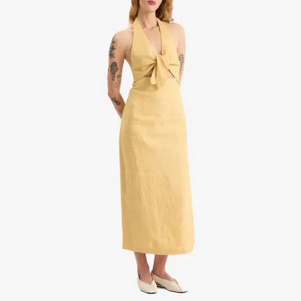 SIR. Carlotta Tie Linen Midi Dress