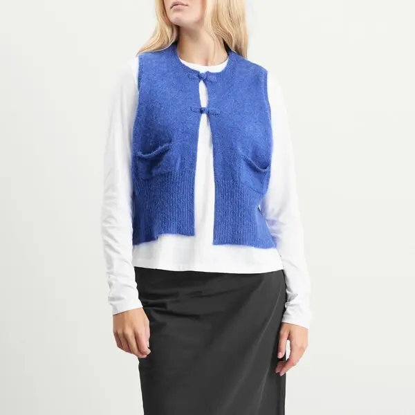 BEAMS China Button Knit Vest