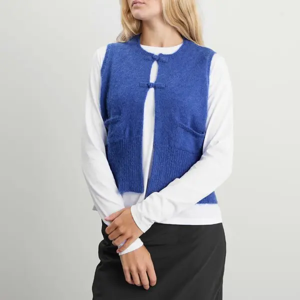 BEAMS China Button Knit Vest