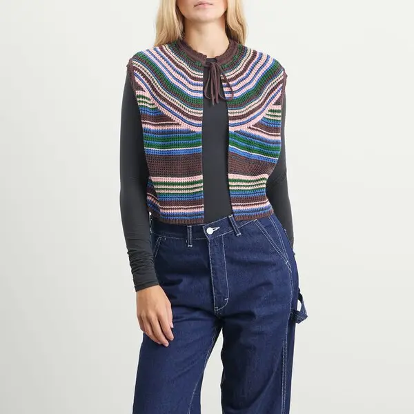 BEAMS Multi Stripe Knit Vest