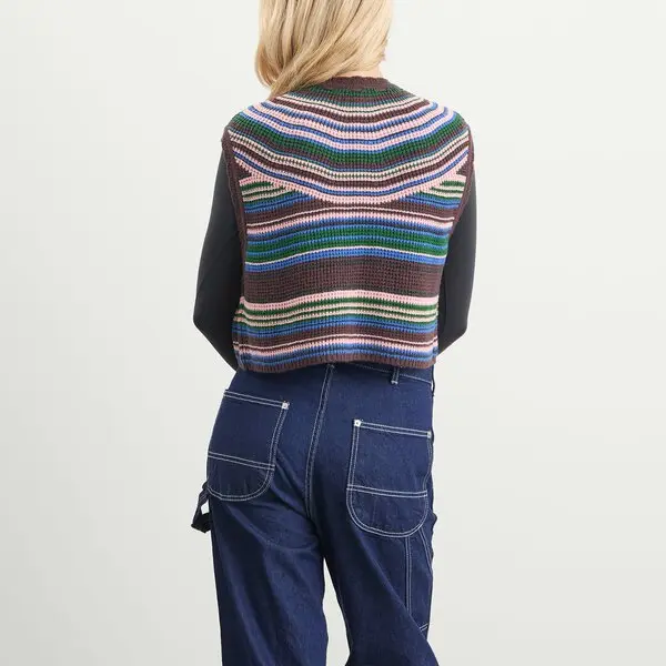 BEAMS Multi Stripe Knit Vest