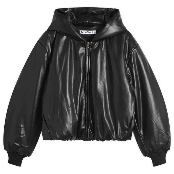 Acne Studios Offy Grainy Faux Leather Hooded Coat