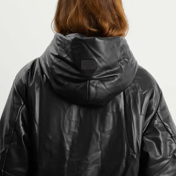 Acne Studios Offy Grainy Faux Leather Hooded Coat