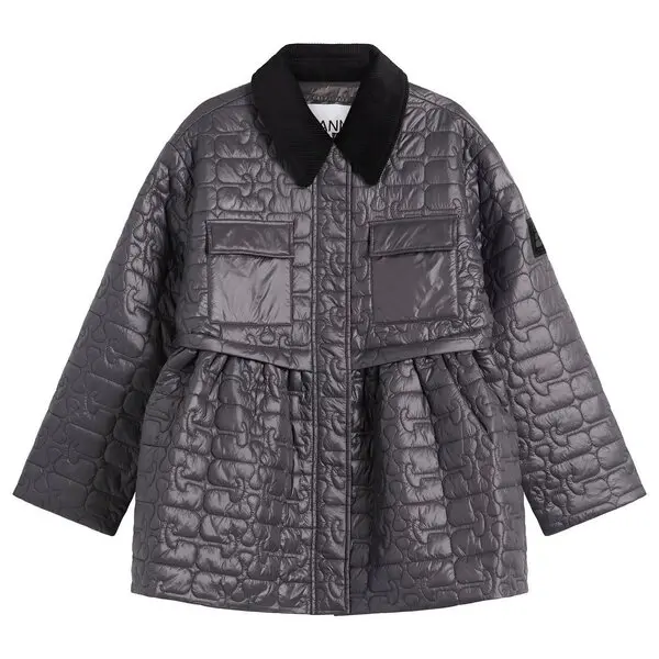GANNI Quilted Midi Jacket - Phantom