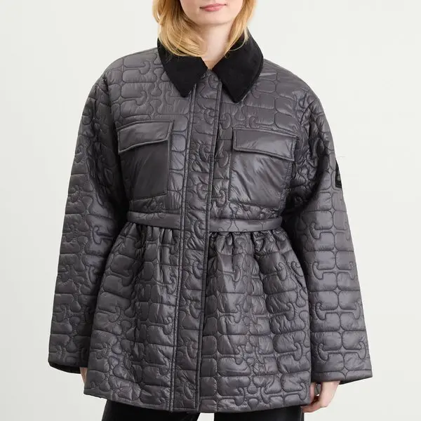 GANNI Quilted Midi Jacket - Phantom